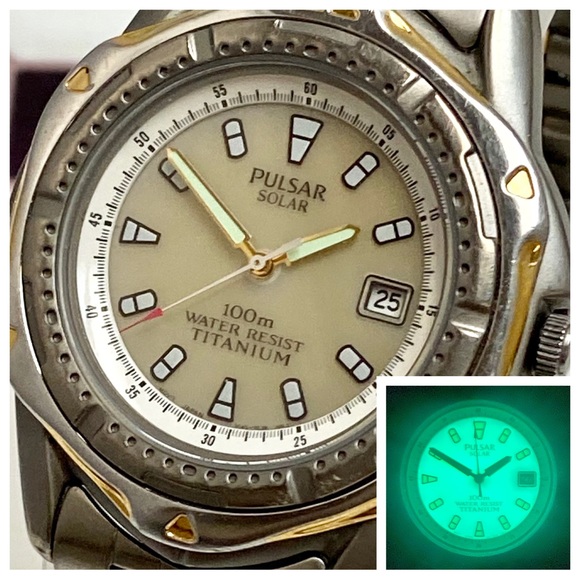 Pulsar | Accessories | Vintage Pulsar By Seiko Solar Twotone Titanium ...